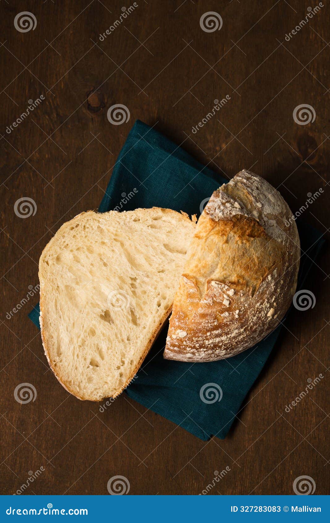 Homemade Bread in the Shape of a Volcano Cut in Half. Still Life in a ...