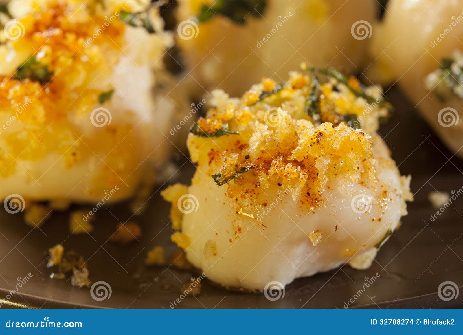 Homemade Breaded Scallop Seafood Dish Stock Photo - Image of cooked ...