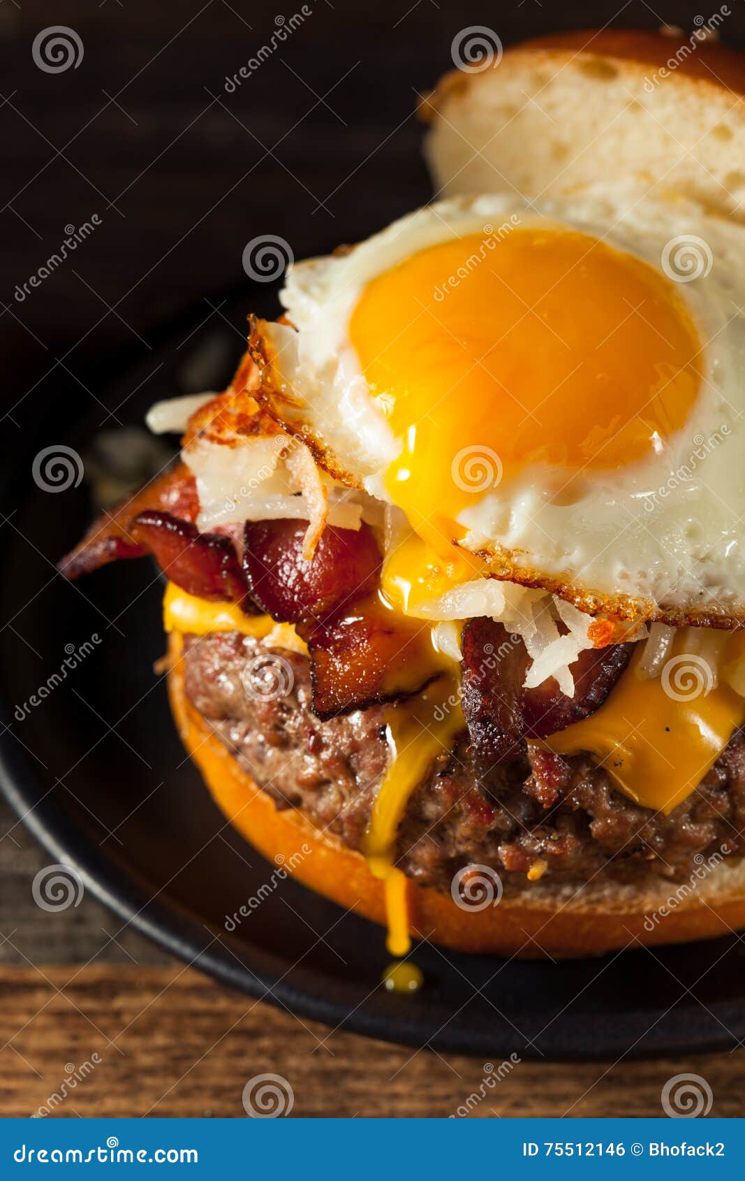 Homemade Breakfast Cheeseburger with Bacon Stock Photo - Image of bacon ...