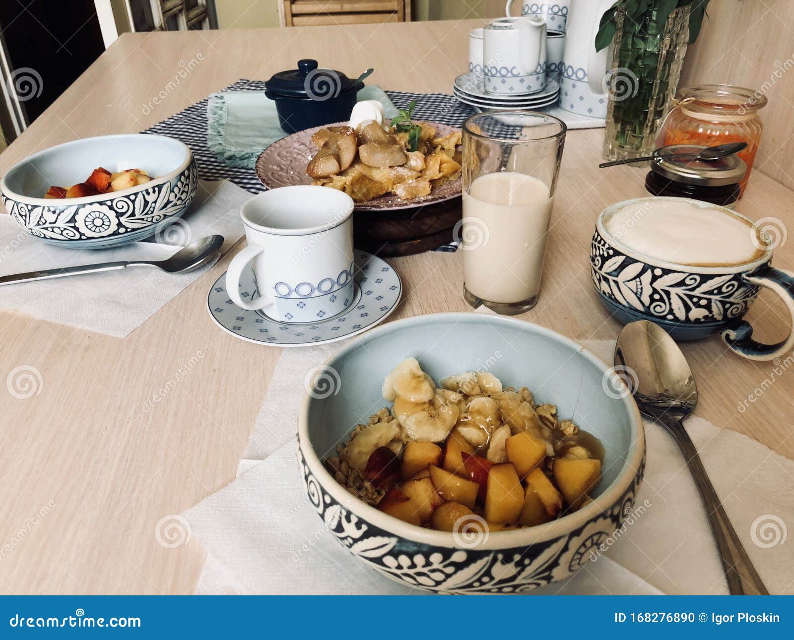 Homemade Breakfast with Fruits and Coffee Stock Photo - Image of ...