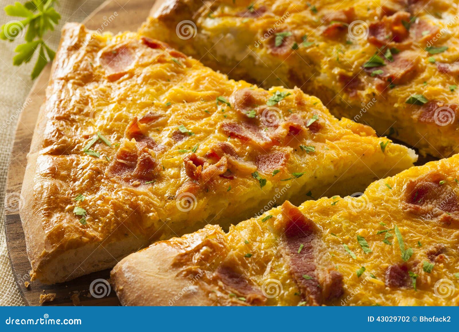 Homemade Breakfast Pizza with Bacon Stock Photo - Image of vegetables ...