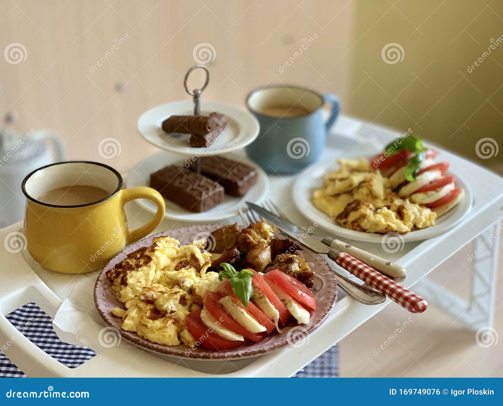 Homemade Breakfast on a Tray Stock Photo - Image of fried, bedroom ...