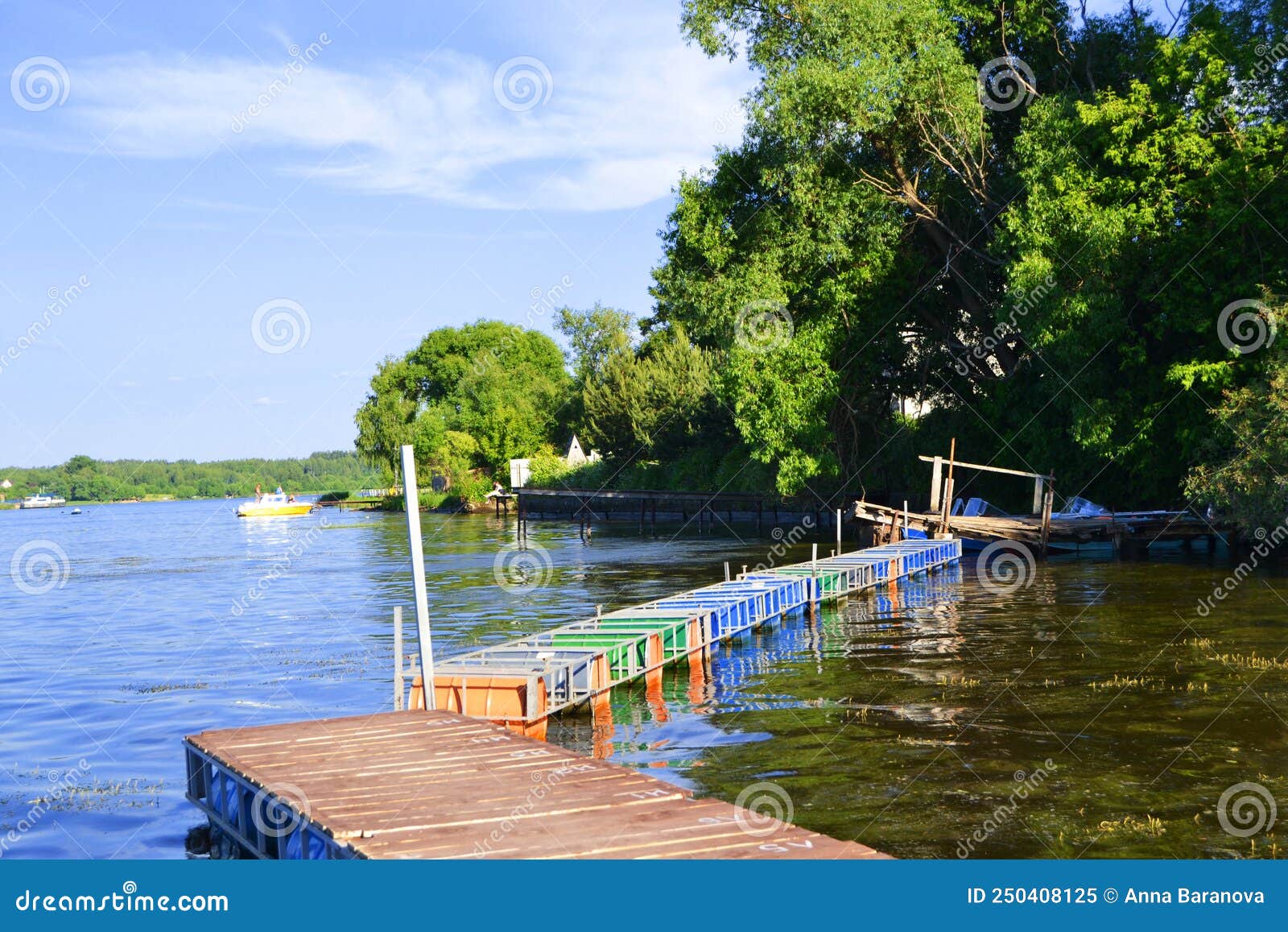 Homemade Bridge Over the River in Summe Stock Image - Image of village ...