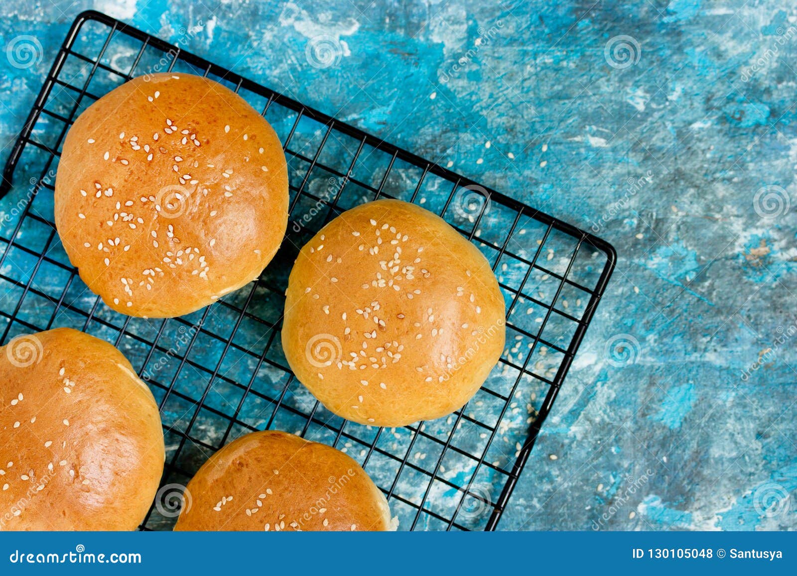 Homemade Burger Buns with Sesame Stock Photo - Image of brown, bread ...