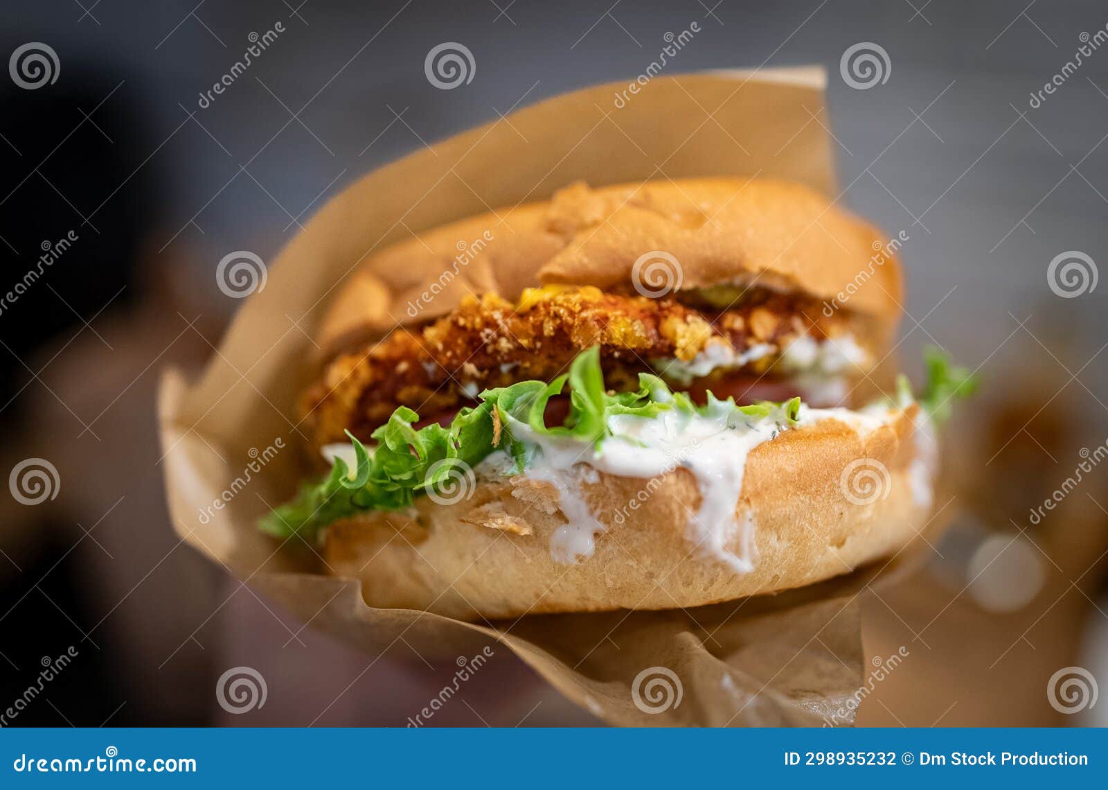 Homemade Burger with Crispy Chicken Stock Photo - Image of cuisine ...