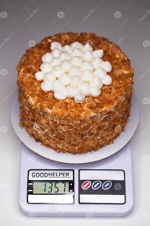 Top View Homemade Cake on a Kitchen Scale Stock Image - Image of ...