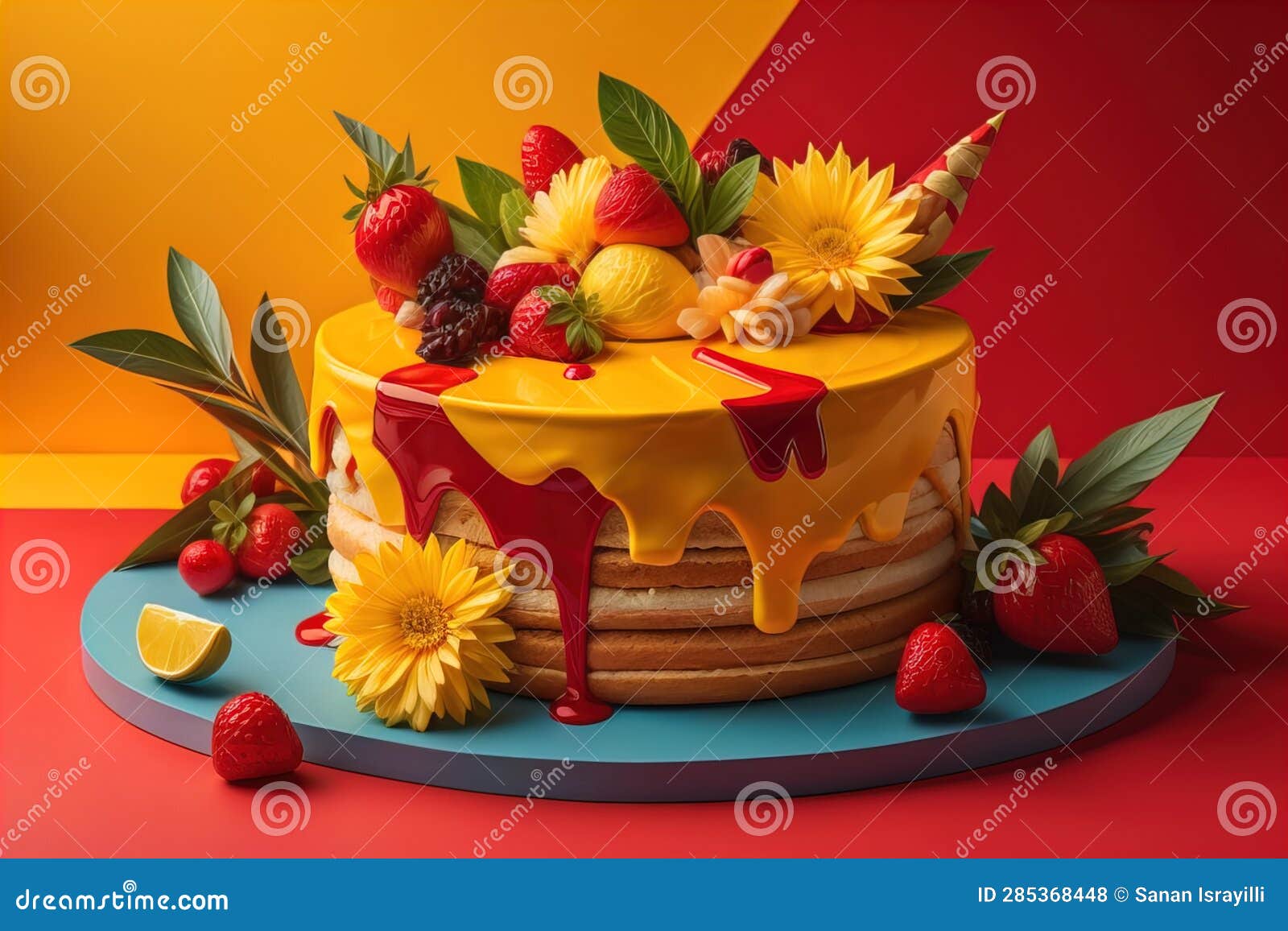 Homemade Cakes on a Solid Colors Background, Top View. Ai Generative ...