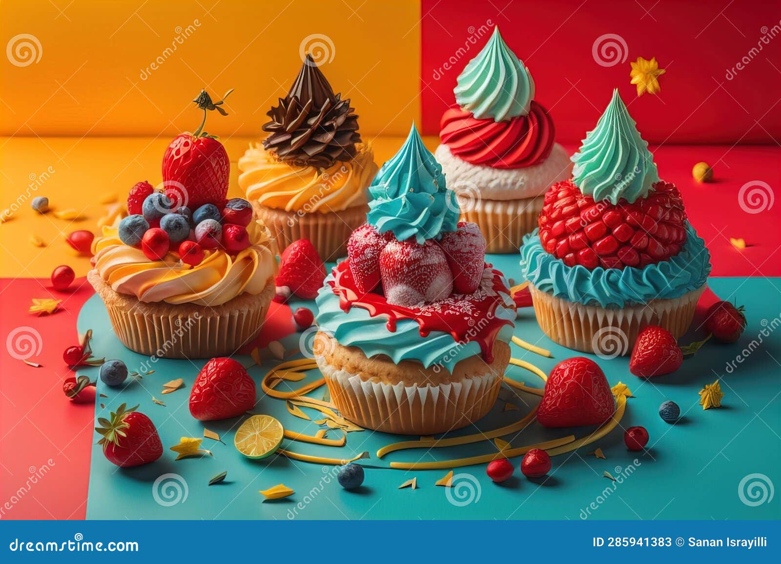 Homemade Cakes on a Solid Colors Background, Top View. Ai Generative ...