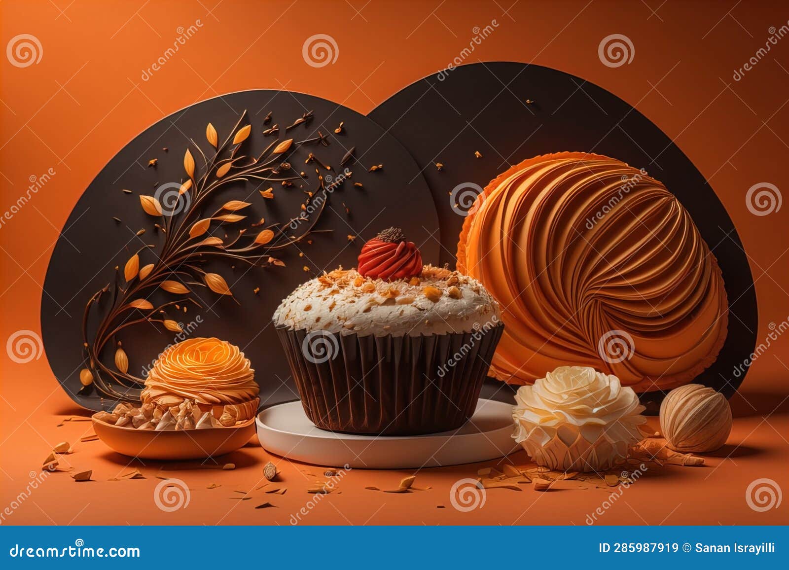Homemade Cakes on a Solid Colors Background, Top View. Ai Generative ...