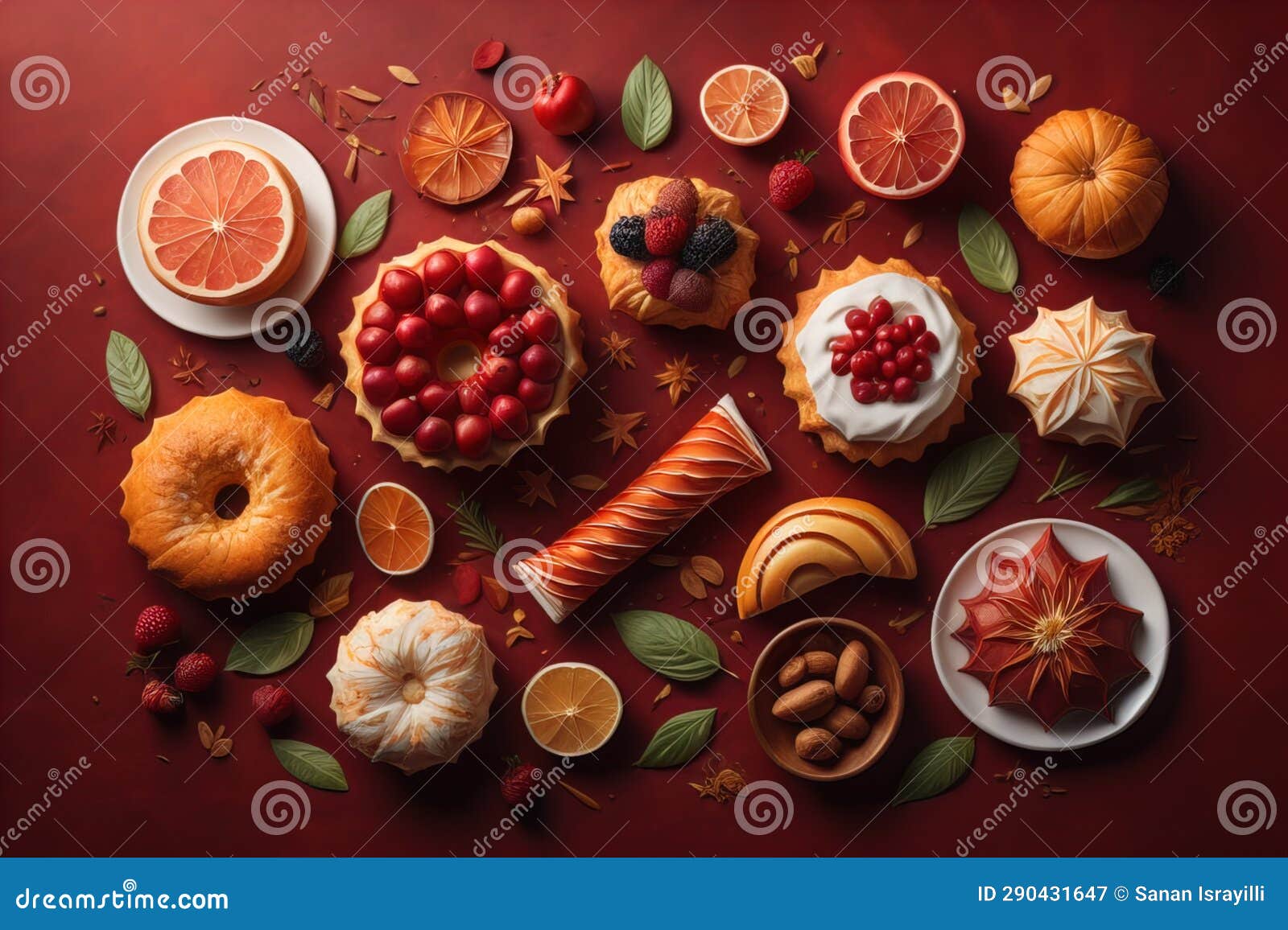 Homemade Cakes on a Solid Colors Background, Top View. Ai Generative ...