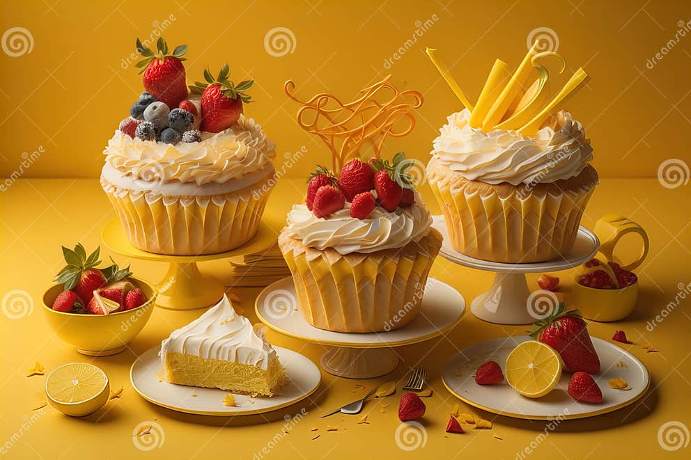 Homemade Cakes on a Solid Colors Background, Top View. Ai Generative ...