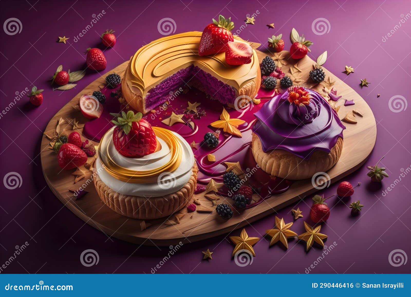 Homemade Cakes on a Solid Colors Background, Top View. Ai Generative ...