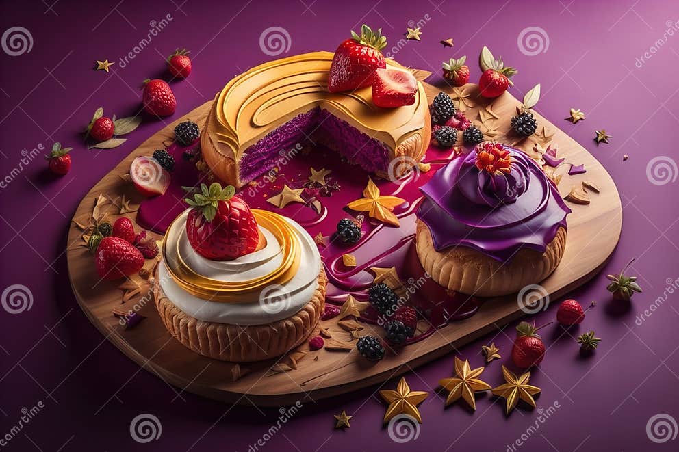 Homemade Cakes on a Solid Colors Background, Top View. Ai Generative ...