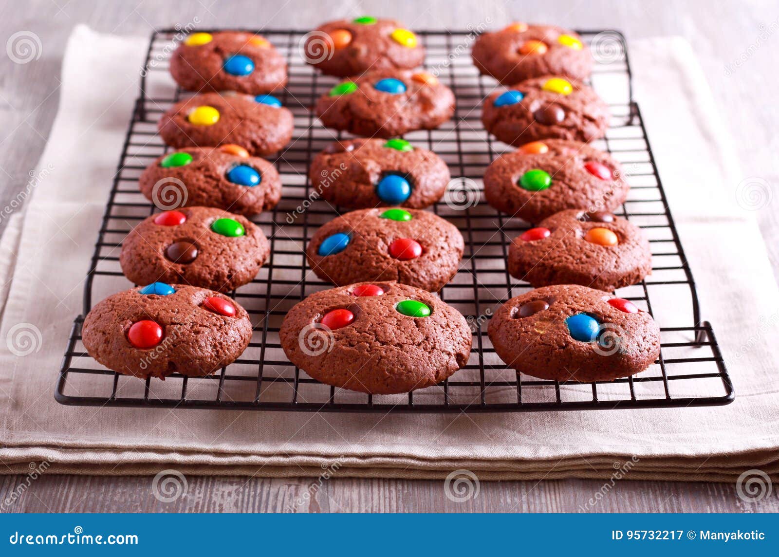 Homemade Candy Coated Chocolate Cookies Stock Image - Image of homemade ...