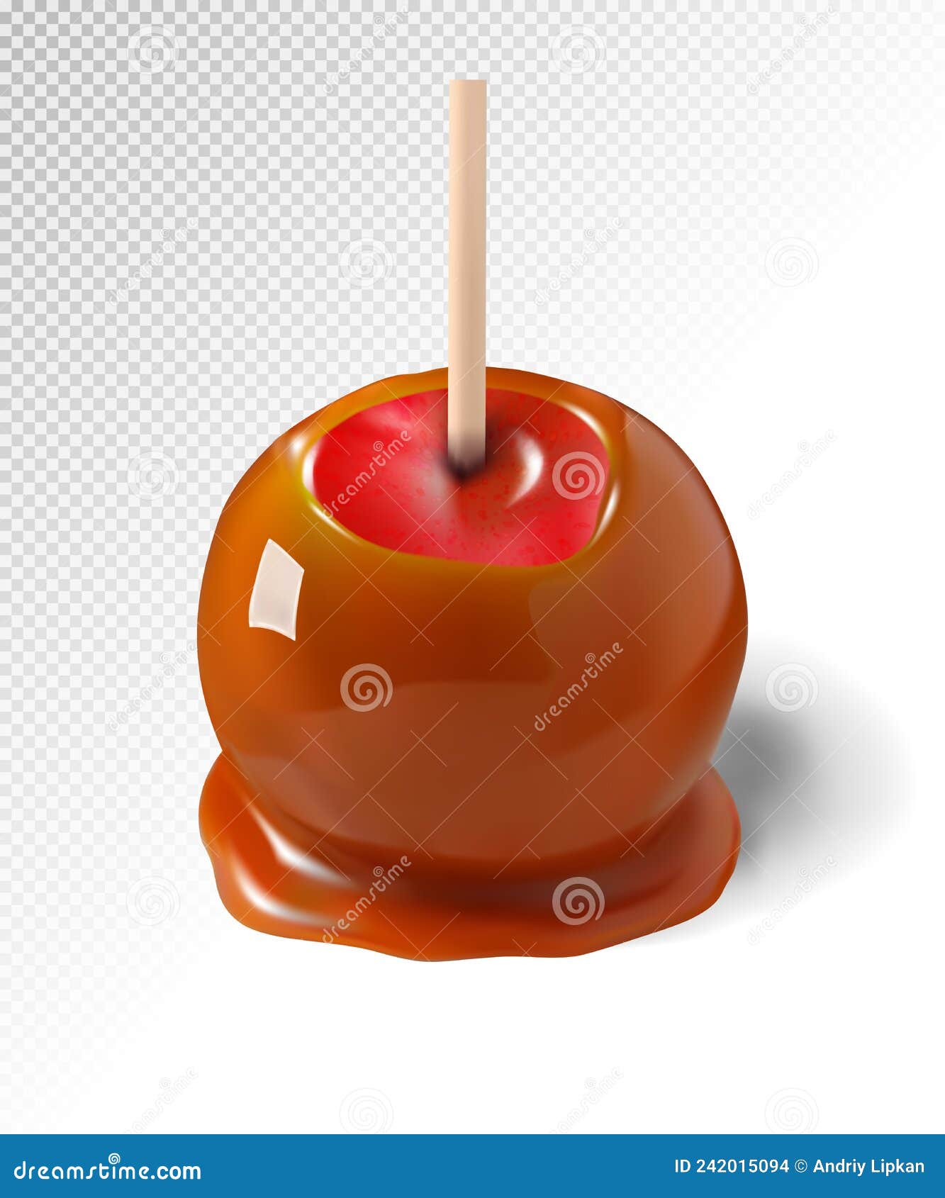 Homemade Caramel Apple on a Transparent Background. Realistic Vector ...