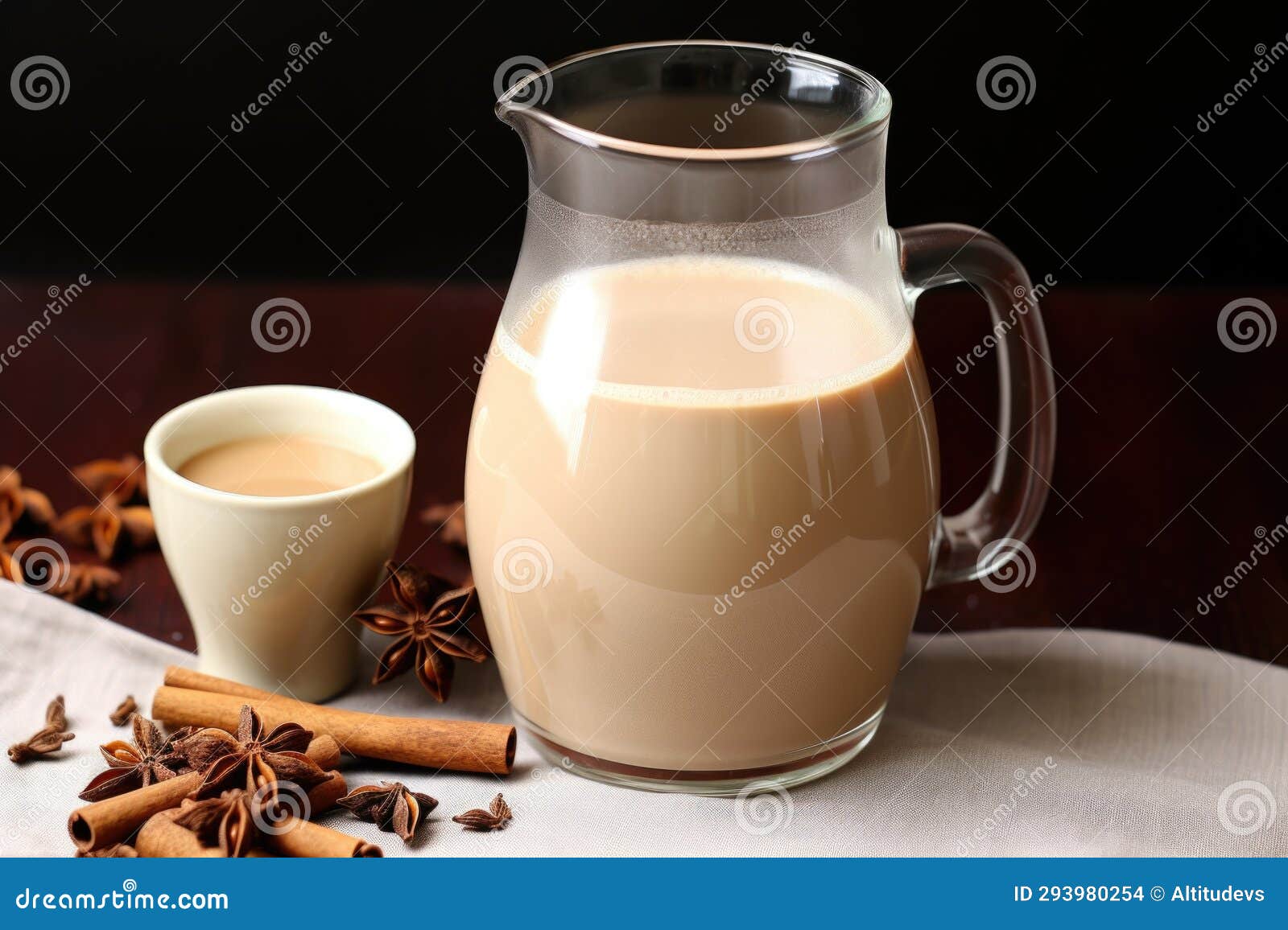 Homemade Chai Inside a Glass Pitcher Stock Illustration - Illustration ...