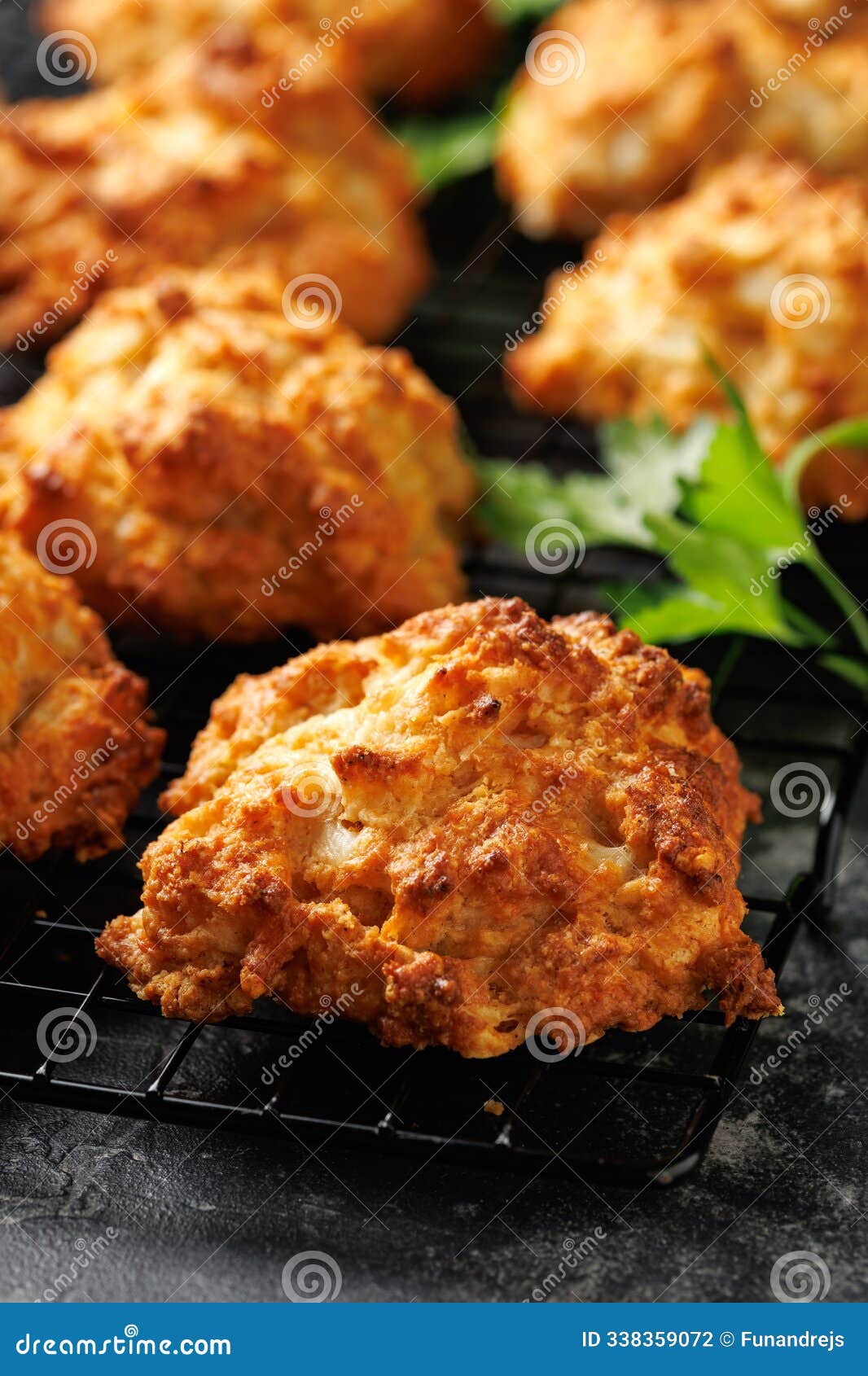 Homemade Cheddar Cheese Biscuits on a Cooling Rack Stock Photo - Image ...