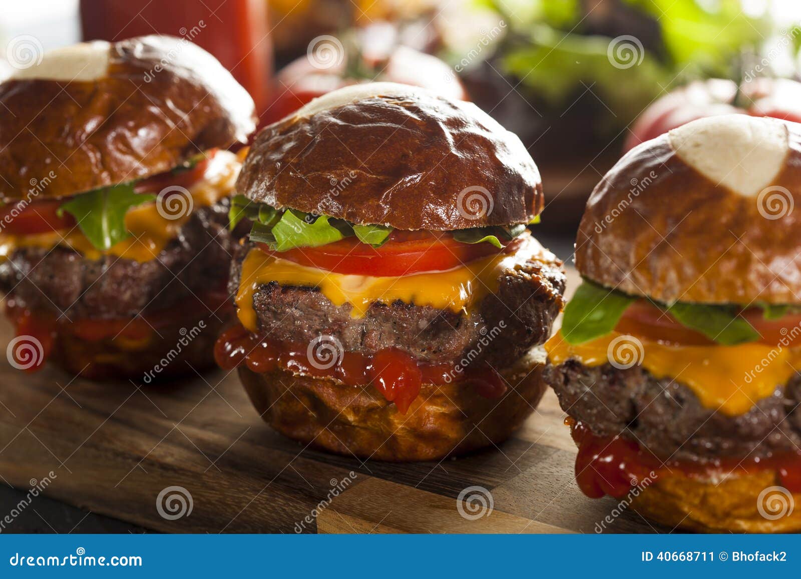 Homemade Cheeseburger Sliders with Lettuce Stock Image - Image of ...