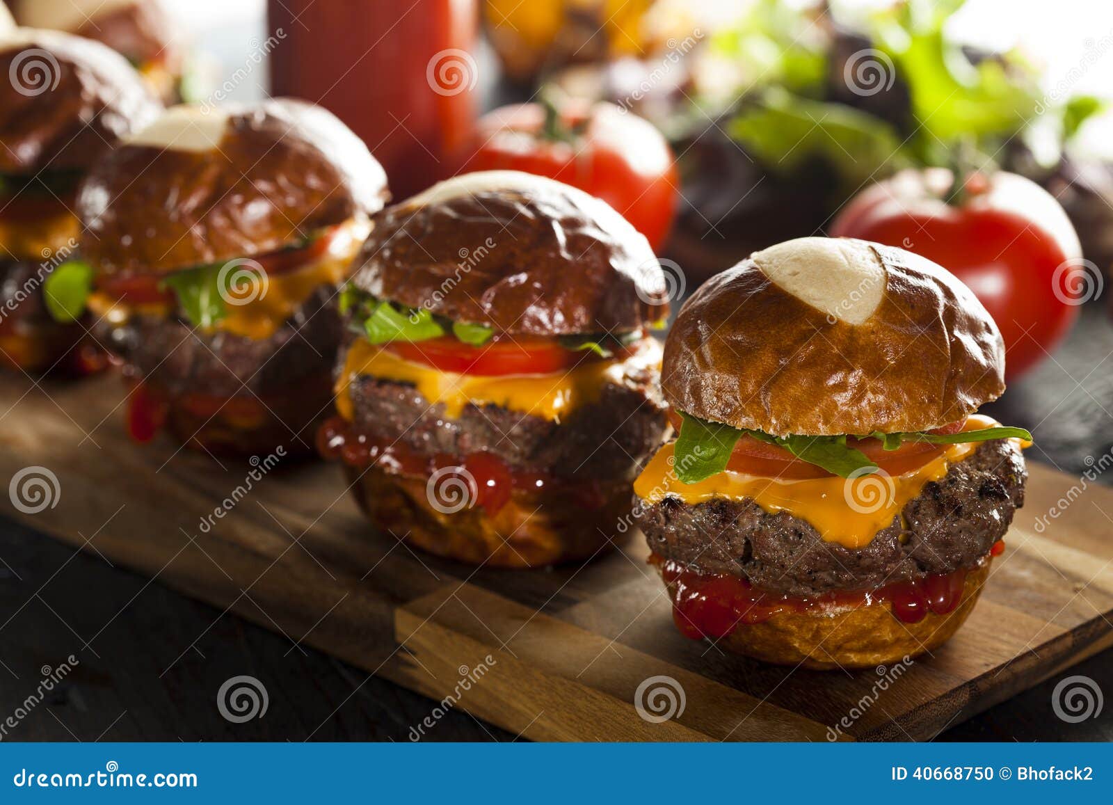 Homemade Cheeseburger Sliders with Lettuce Stock Photo - Image of beef ...