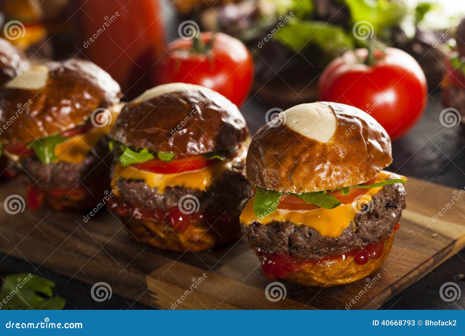 Homemade Cheeseburger Sliders with Lettuce Stock Image - Image of ...