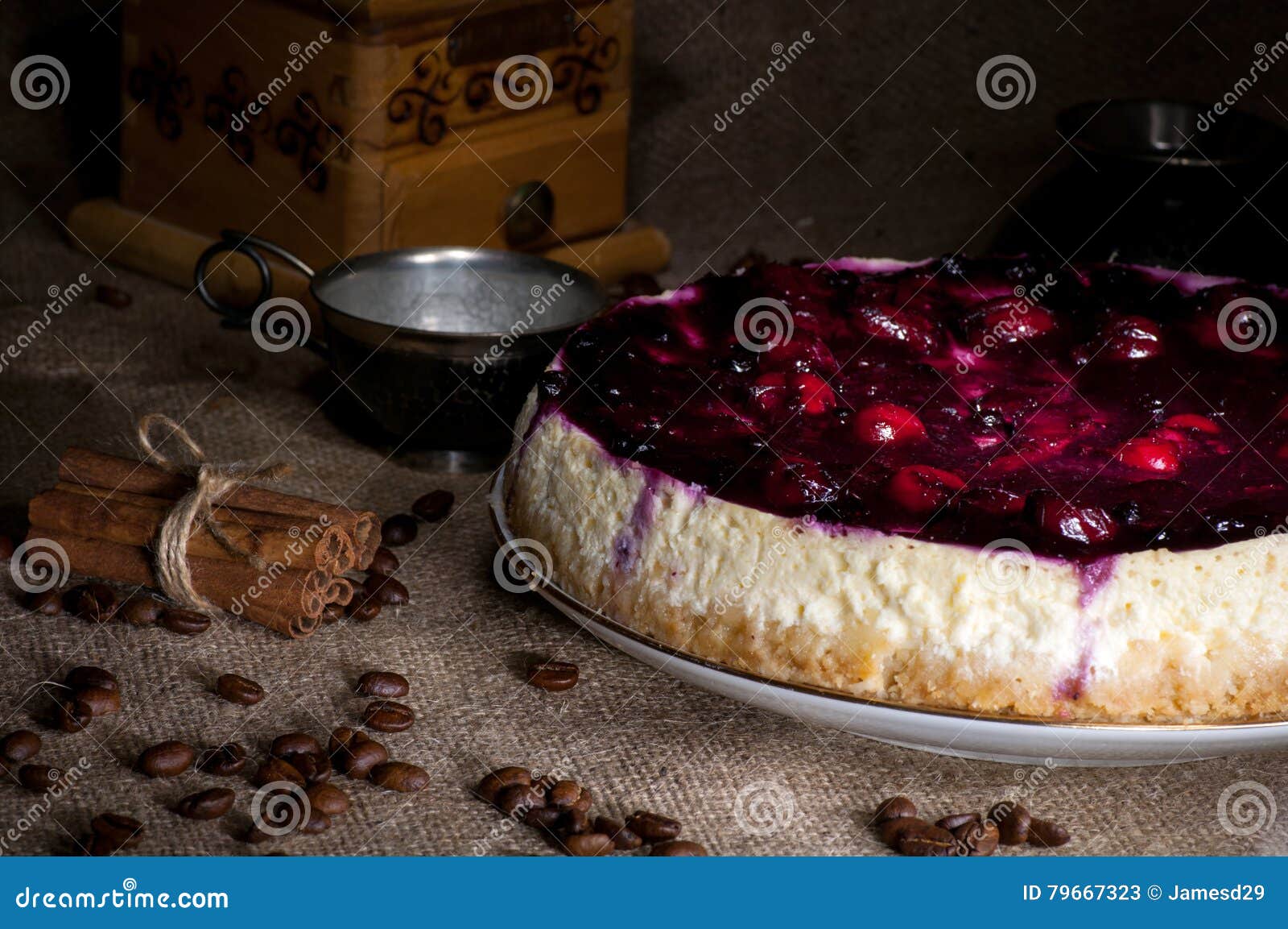 Homemade Cheesecake with Cherry Jam Stock Image - Image of food, cake ...