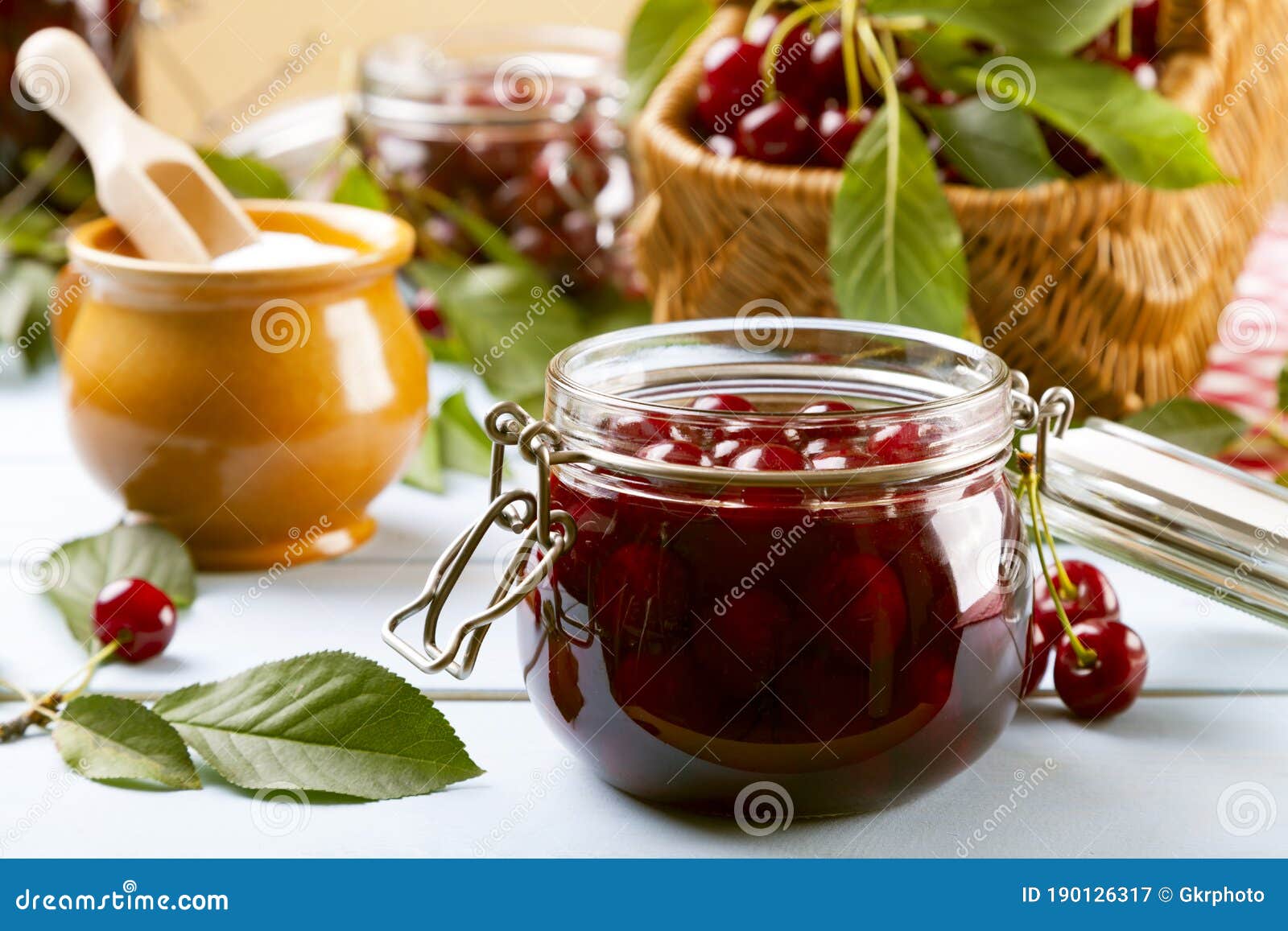 Homemade cherry compote stock image. Image of seasonal - 190126317