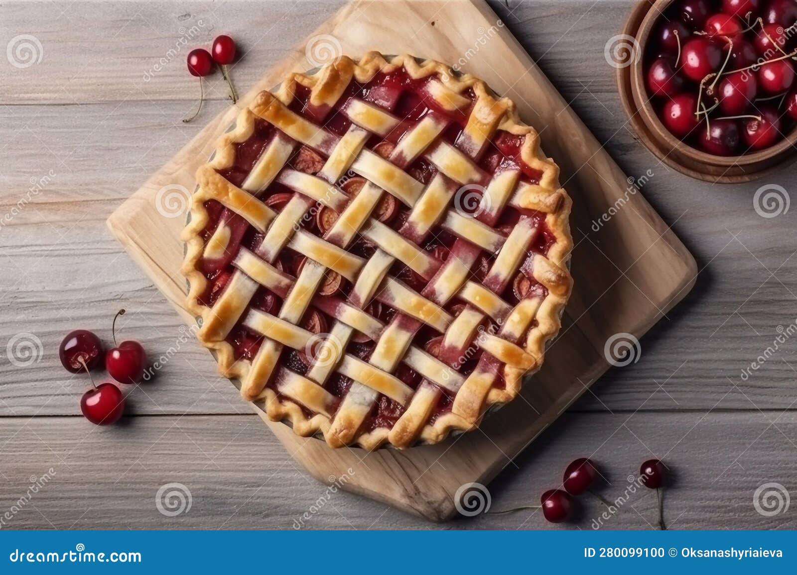 Homemade Cherry Pie. Top View Stock Illustration - Illustration of ...