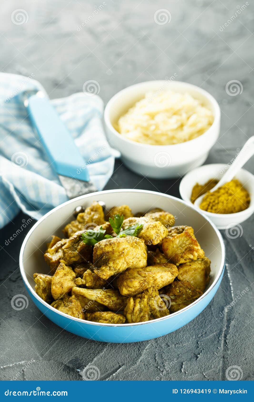 Homemade Chicken Curry Served with Rice Stock Image - Image of chicken ...