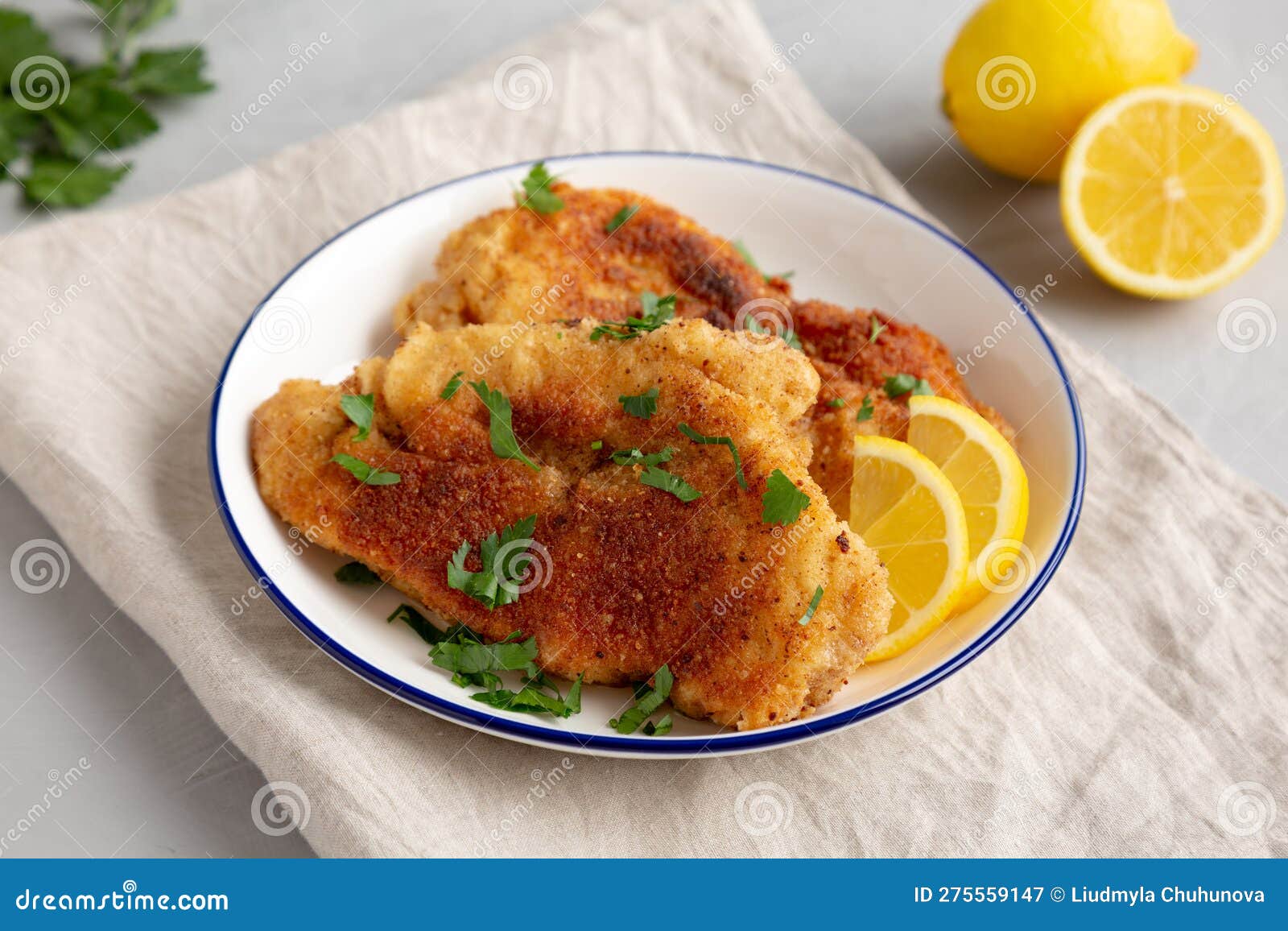 Homemade Chicken Cutlets on a Plate, Side View Stock Image - Image of ...