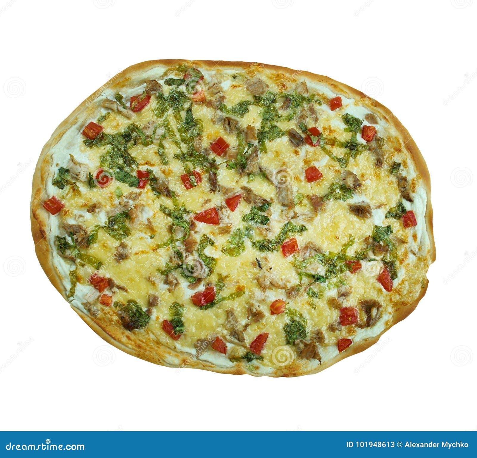 Homemade Chicken Florentine Pizza Stock Image Image Of Chopped