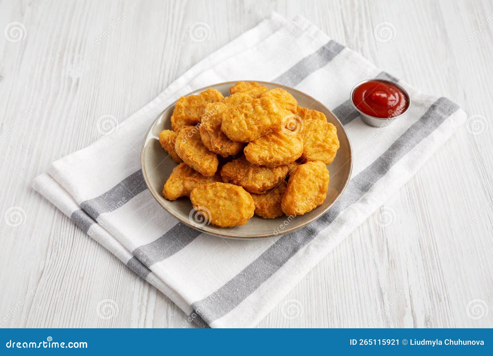 Homemade Chicken Nuggets with Ketchup, Side View Stock Image - Image of ...
