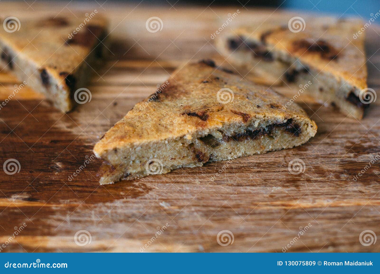Homemade Chocolate Banana Bread Cut in Triangle Stock Image - Image of ...