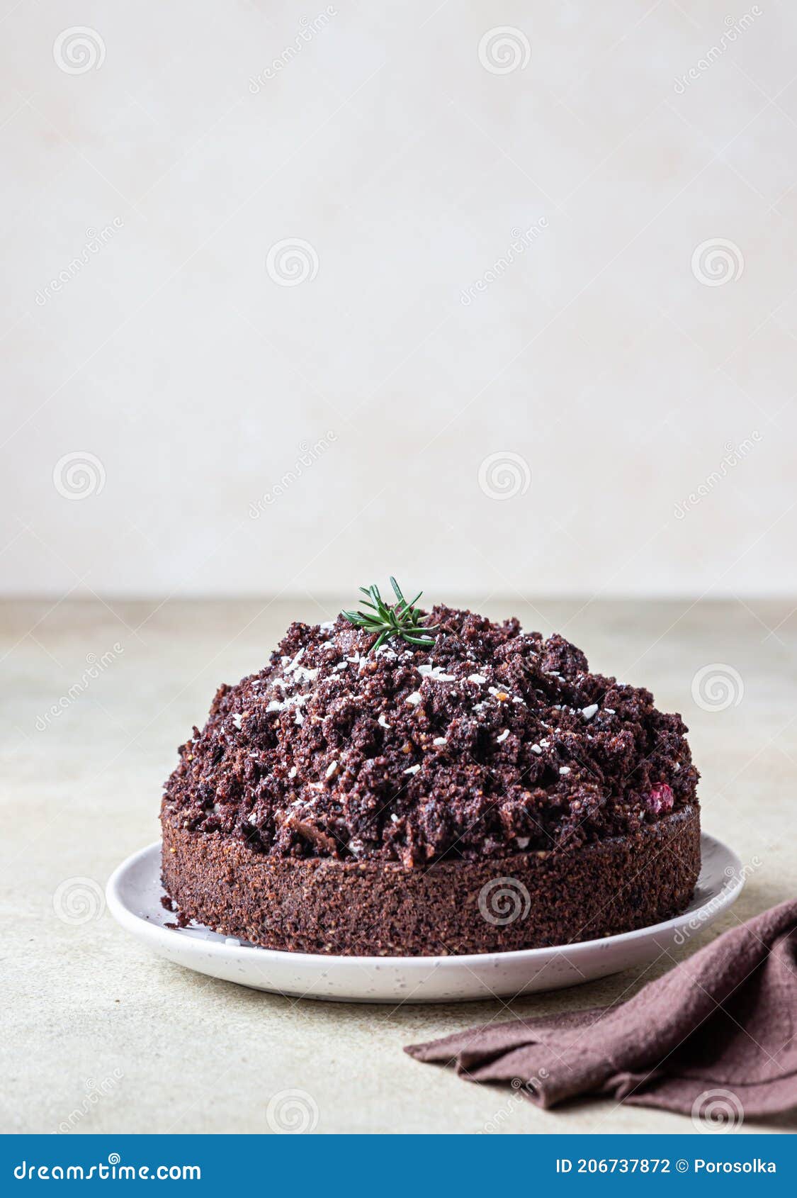 Homemade Chocolate Cake with Cherry and Whipped Cream. Cake Mink Mole ...