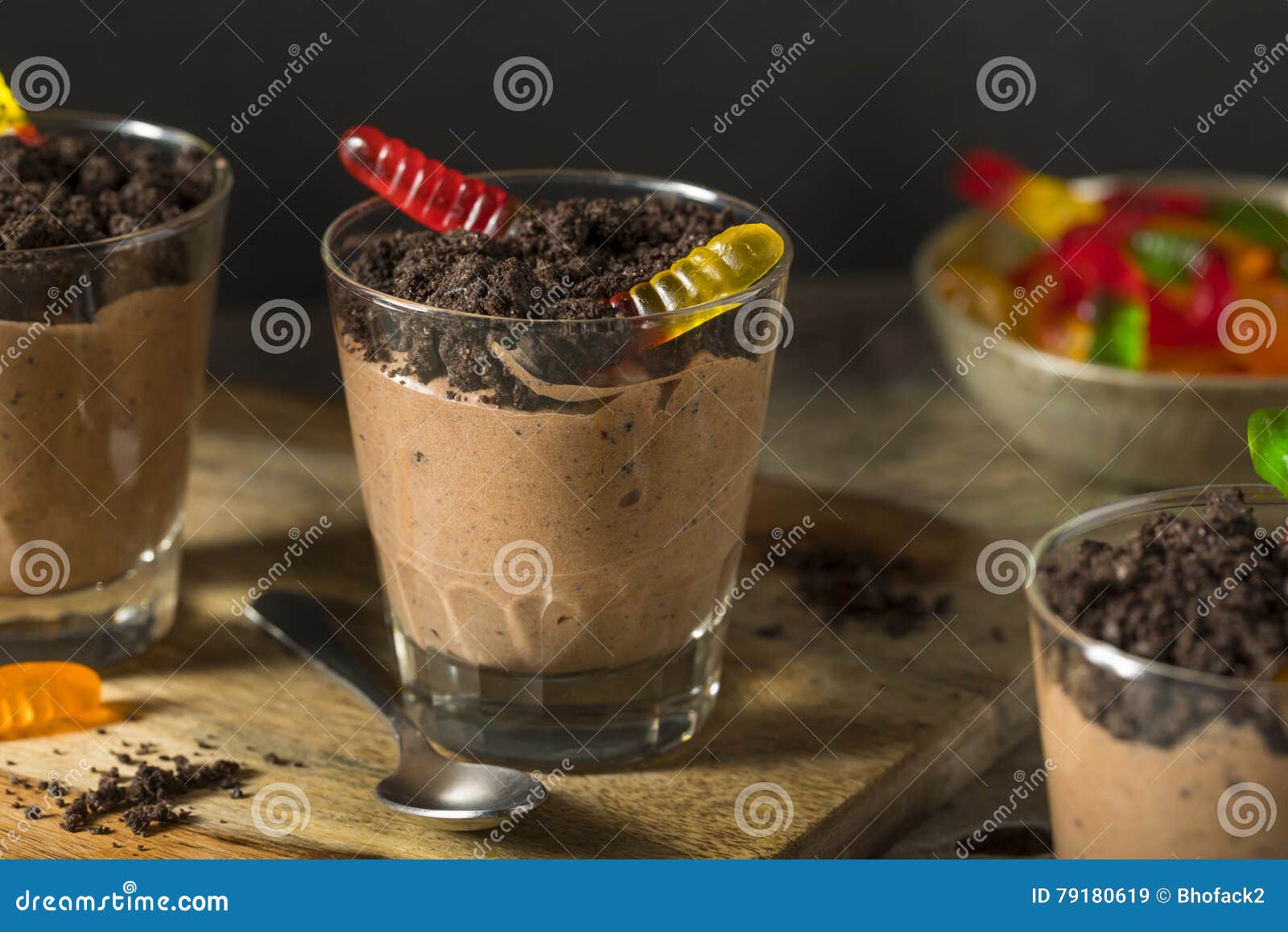 Homemade Chocolate Dirt Pudding Stock Image - Image of gummy, dish ...