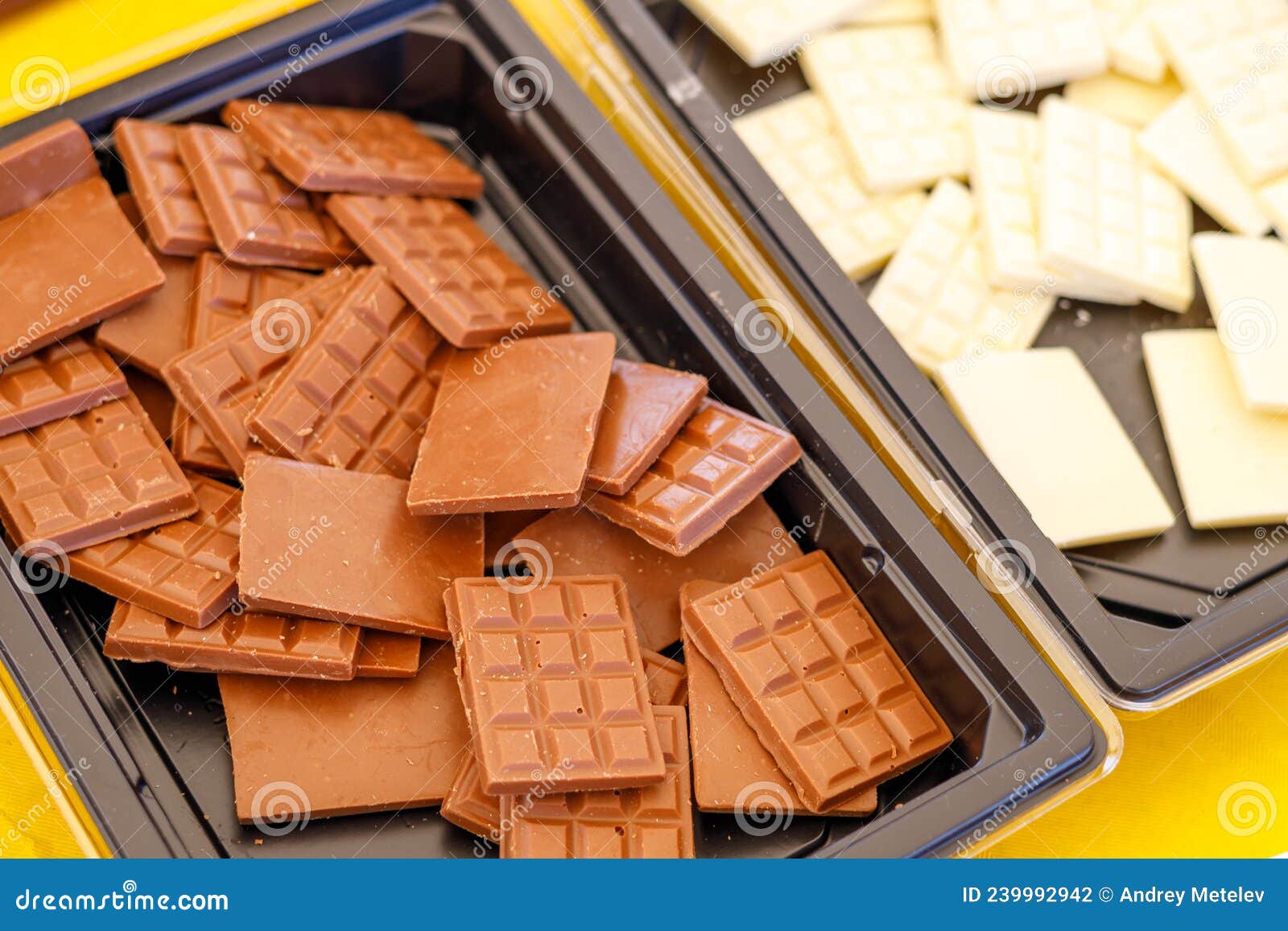 Homemade Homemade Chocolate in Large Quantities is Laid Out in Plastic ...