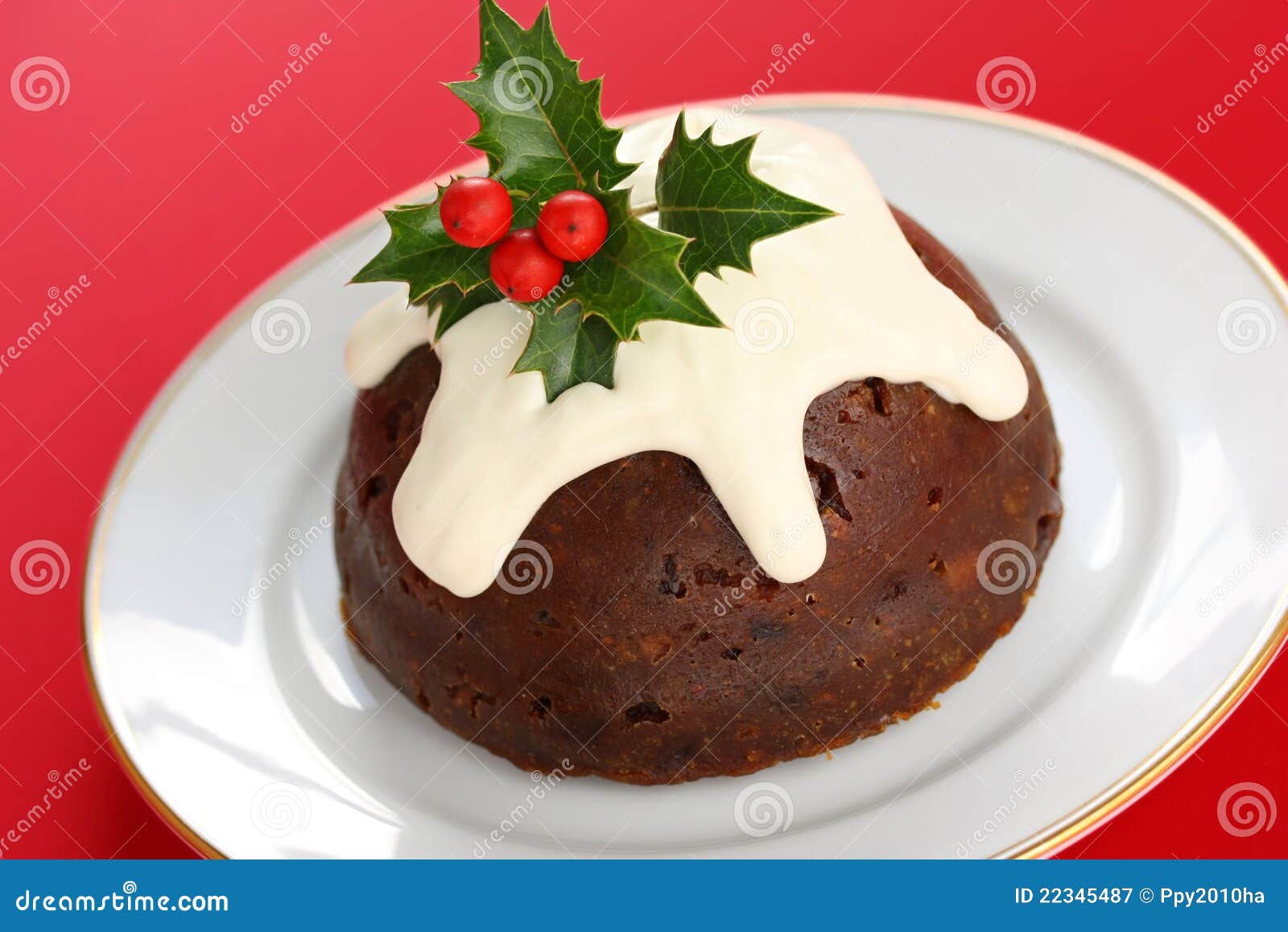 Homemade christmas pudding stock image. Image of cream - 22345487
