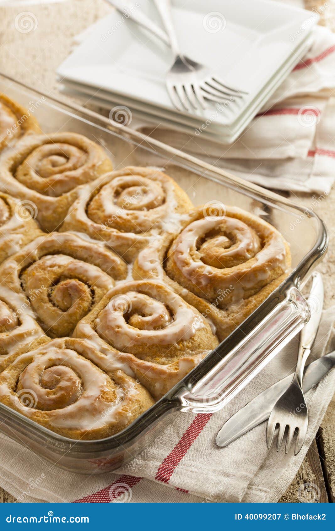 Homemade Cinnamon Roll Sticky Buns Stock Image - Image of pastries ...