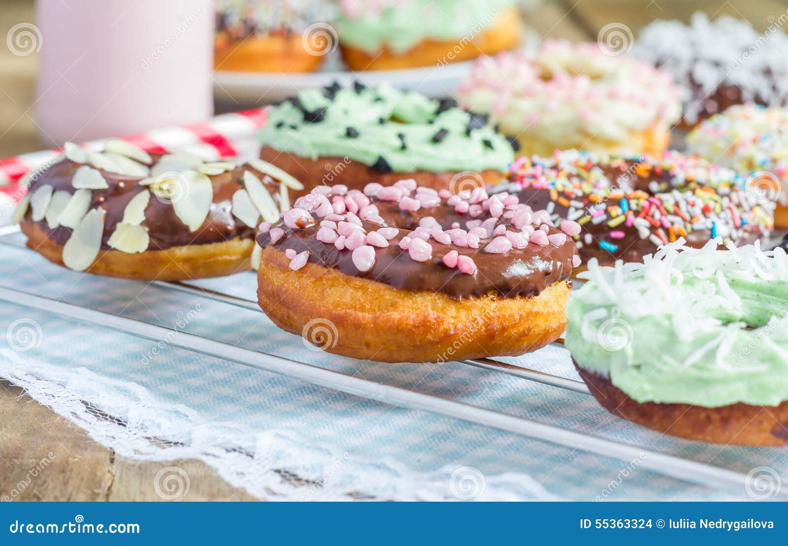 Homemade Colorful Donuts on a Cooling Rack Stock Photo - Image of ...