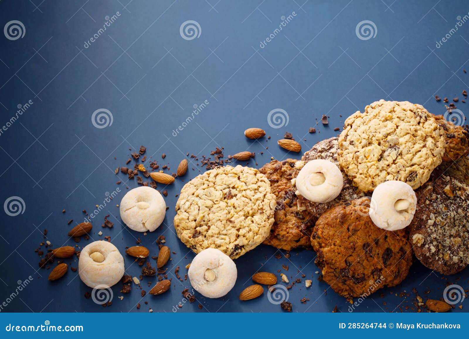 Homemade Cookies on Dark Blue Background Stock Photo - Image of bake ...