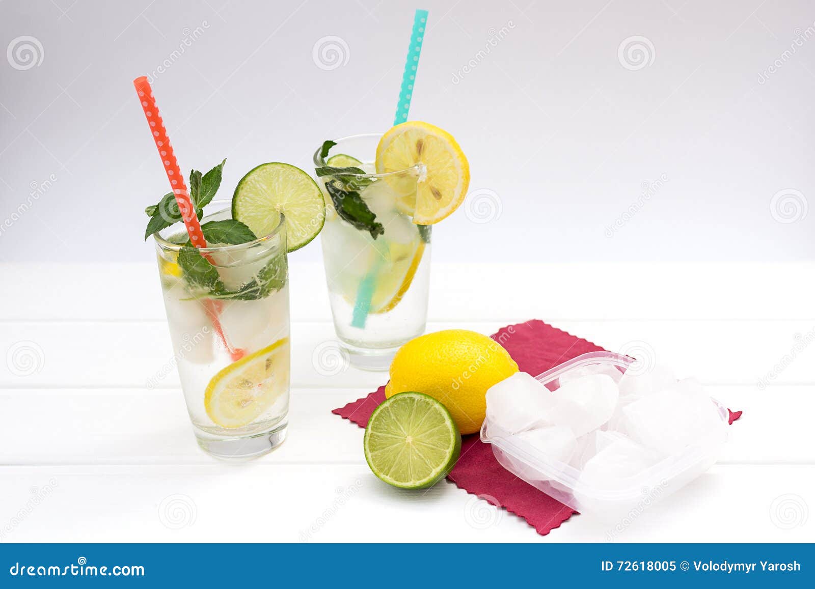 Homemade Cool Lemonade on White Wood Stock Image - Image of beverage ...