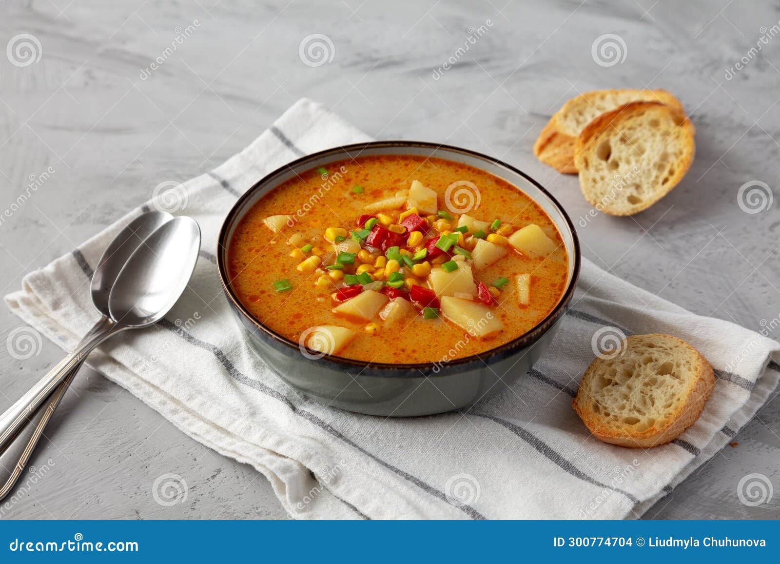 Homemade Corn Chowder in a Bowl, Side View Stock Photo - Image of soup ...