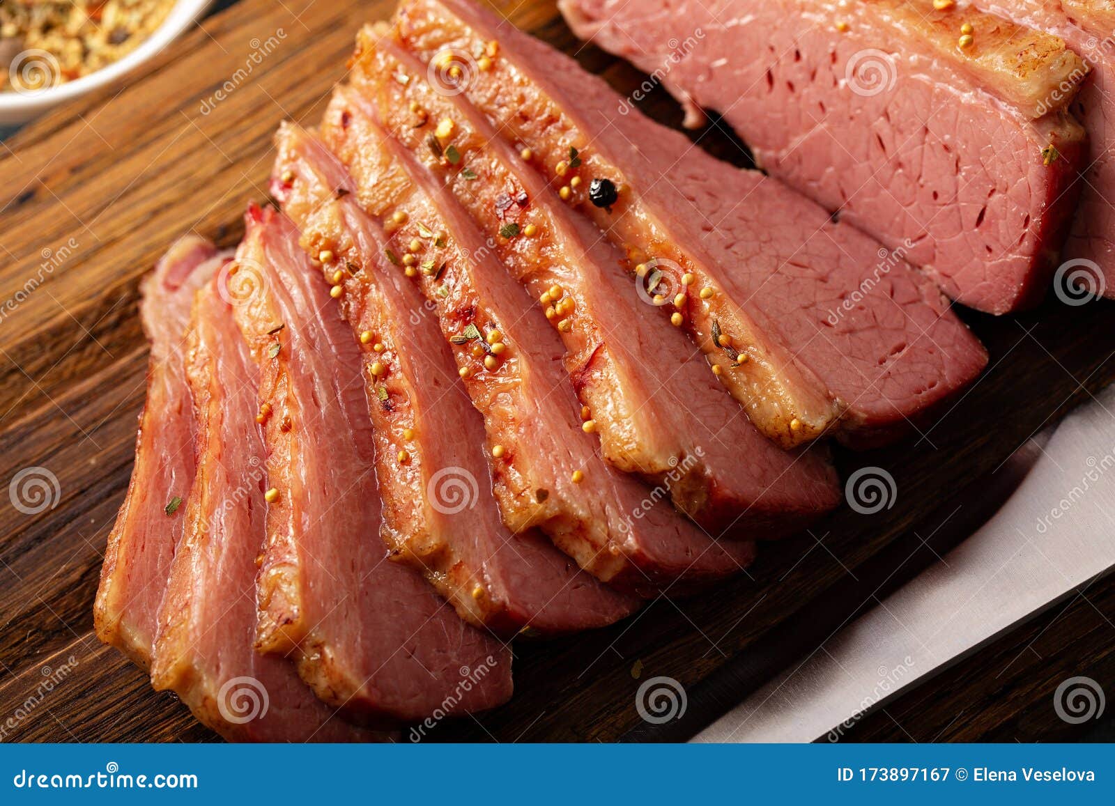 Homemade Corned Beef Sliced Stock Image - Image of homemade, bread ...