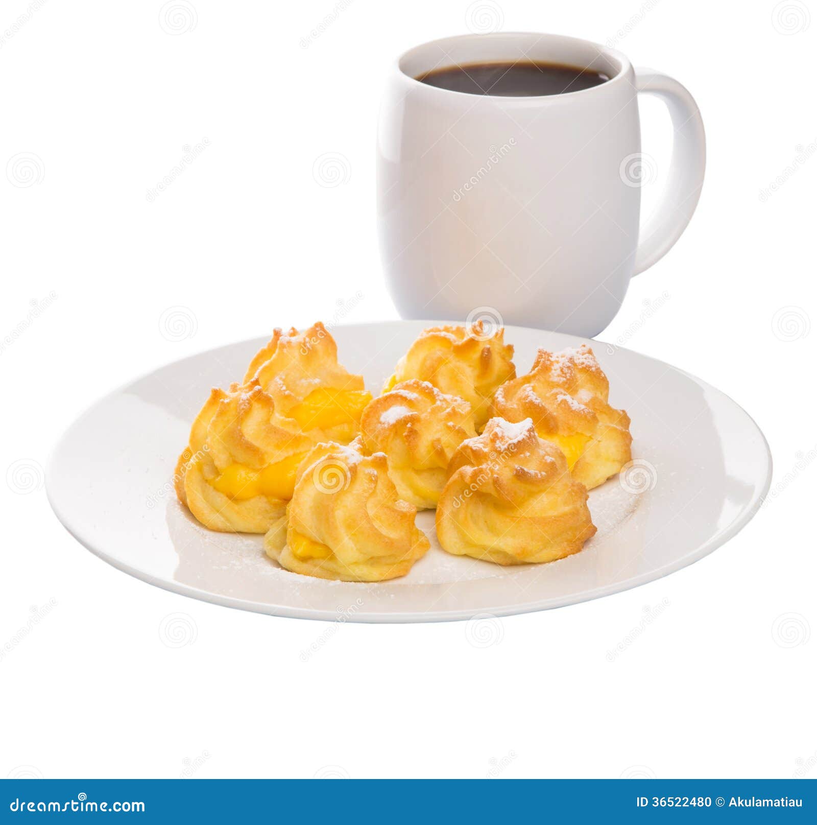 Homemade Cream Puff and Coffee VIII Stock Photo - Image of filled ...