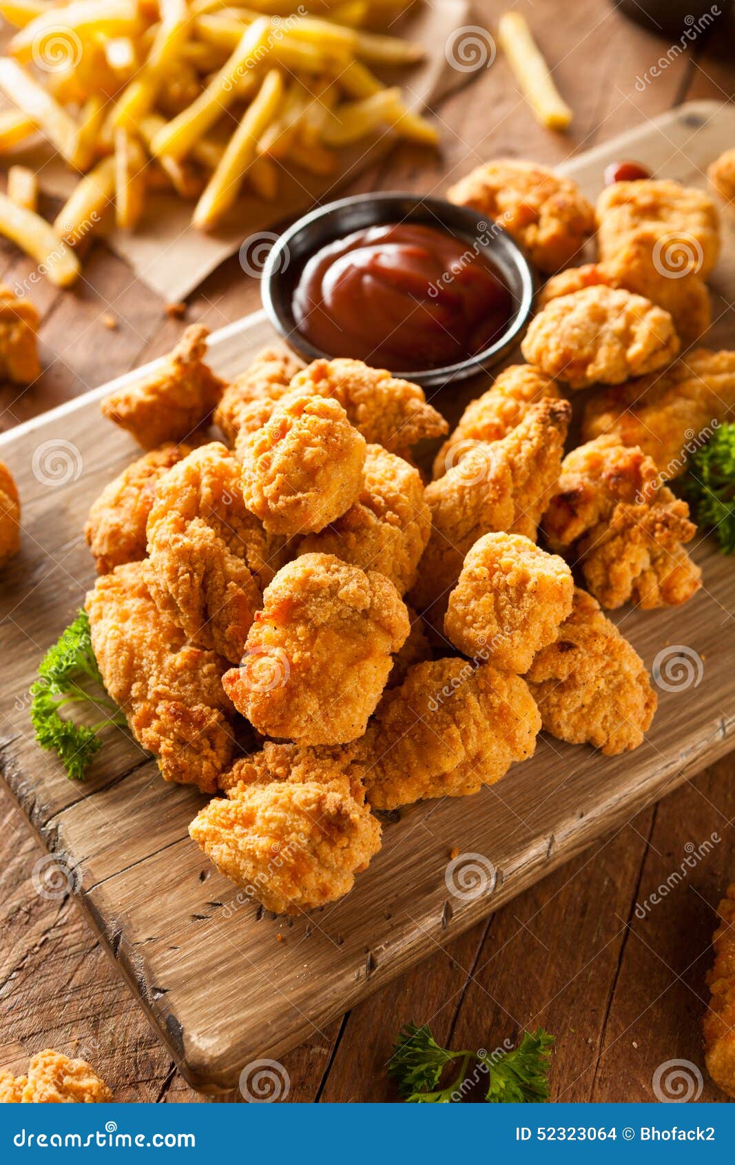 Popcorn Chicken With Tartar Sauce. A Traditional Recipe Of Deep Fried ...