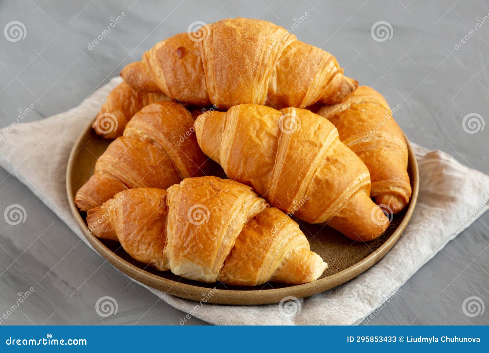 Homemade Croissants on a Plate, Side View Stock Image - Image of bread ...