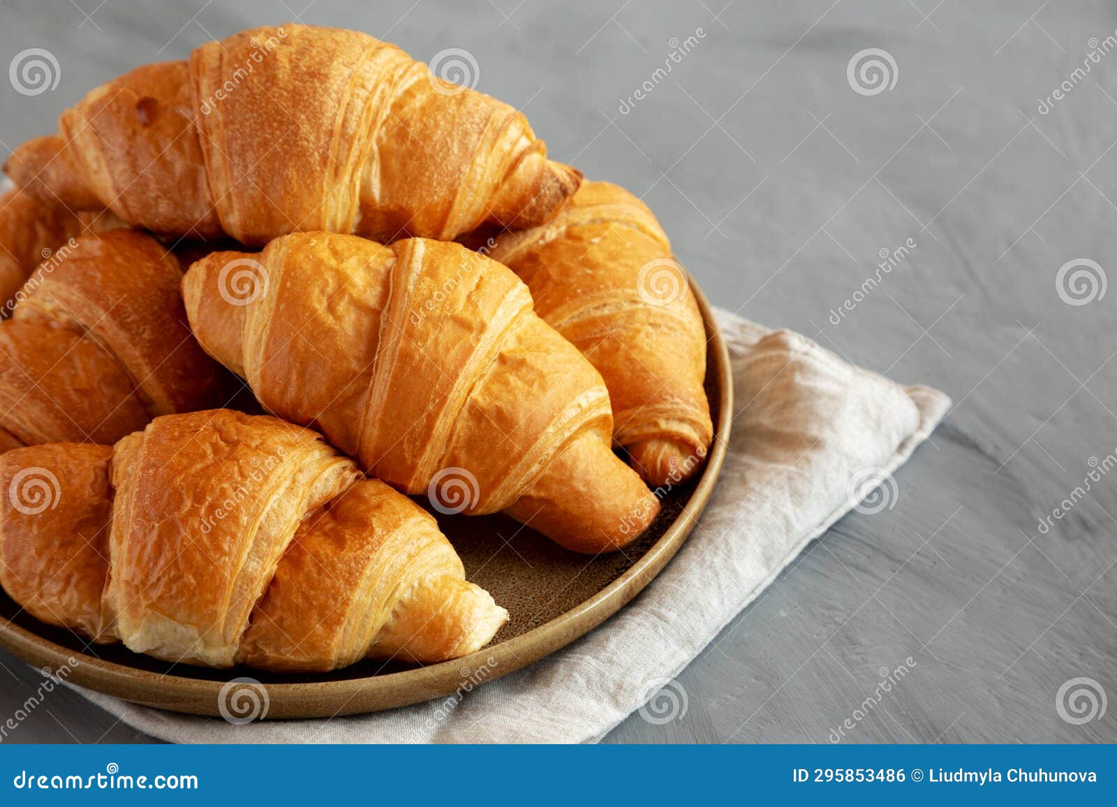 Homemade Croissants on a Plate, Side View. Copy Space Stock Photo ...