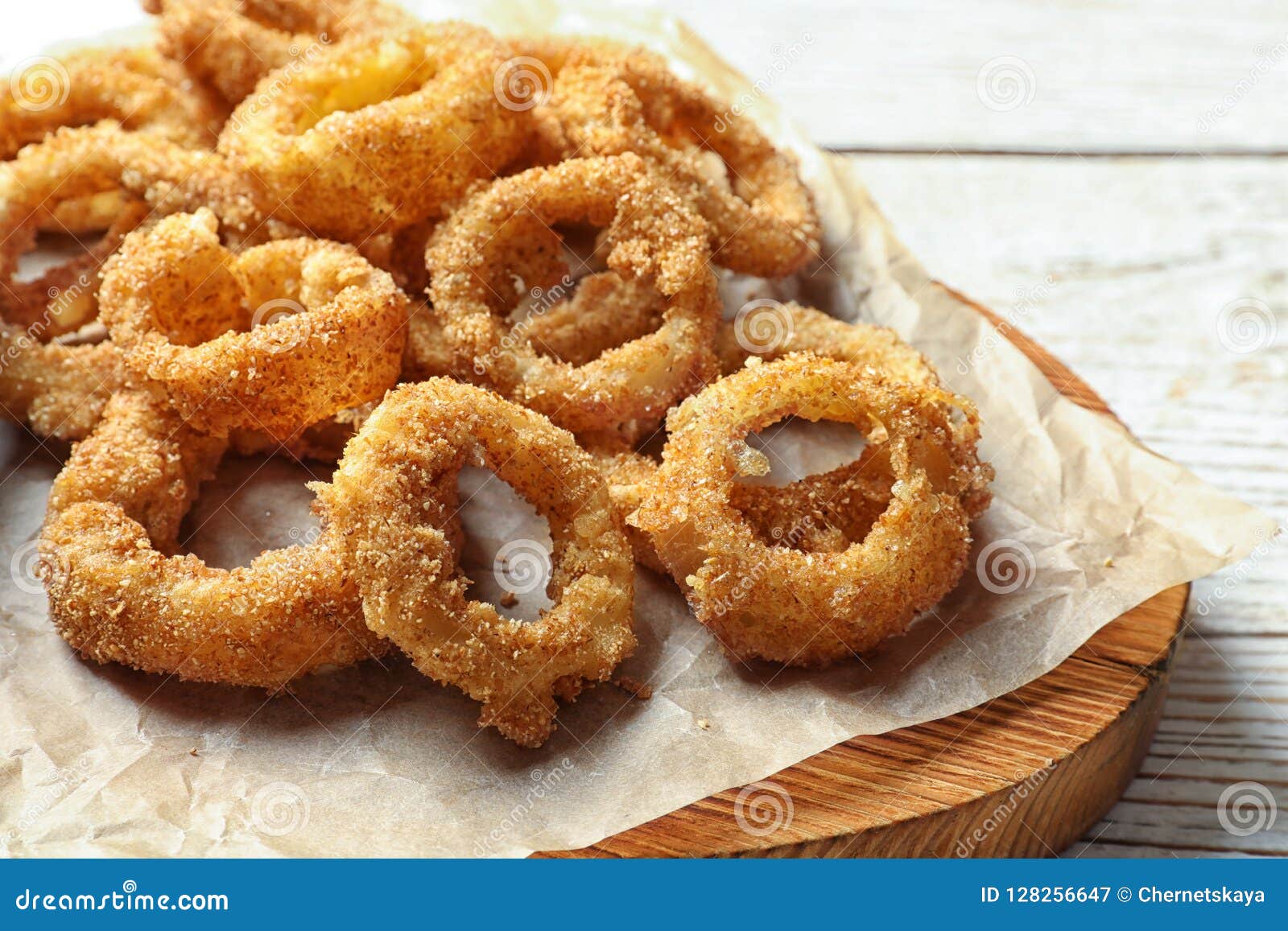 Homemade Crunchy Fried Onion Rings on Table Stock Image - Image of ...