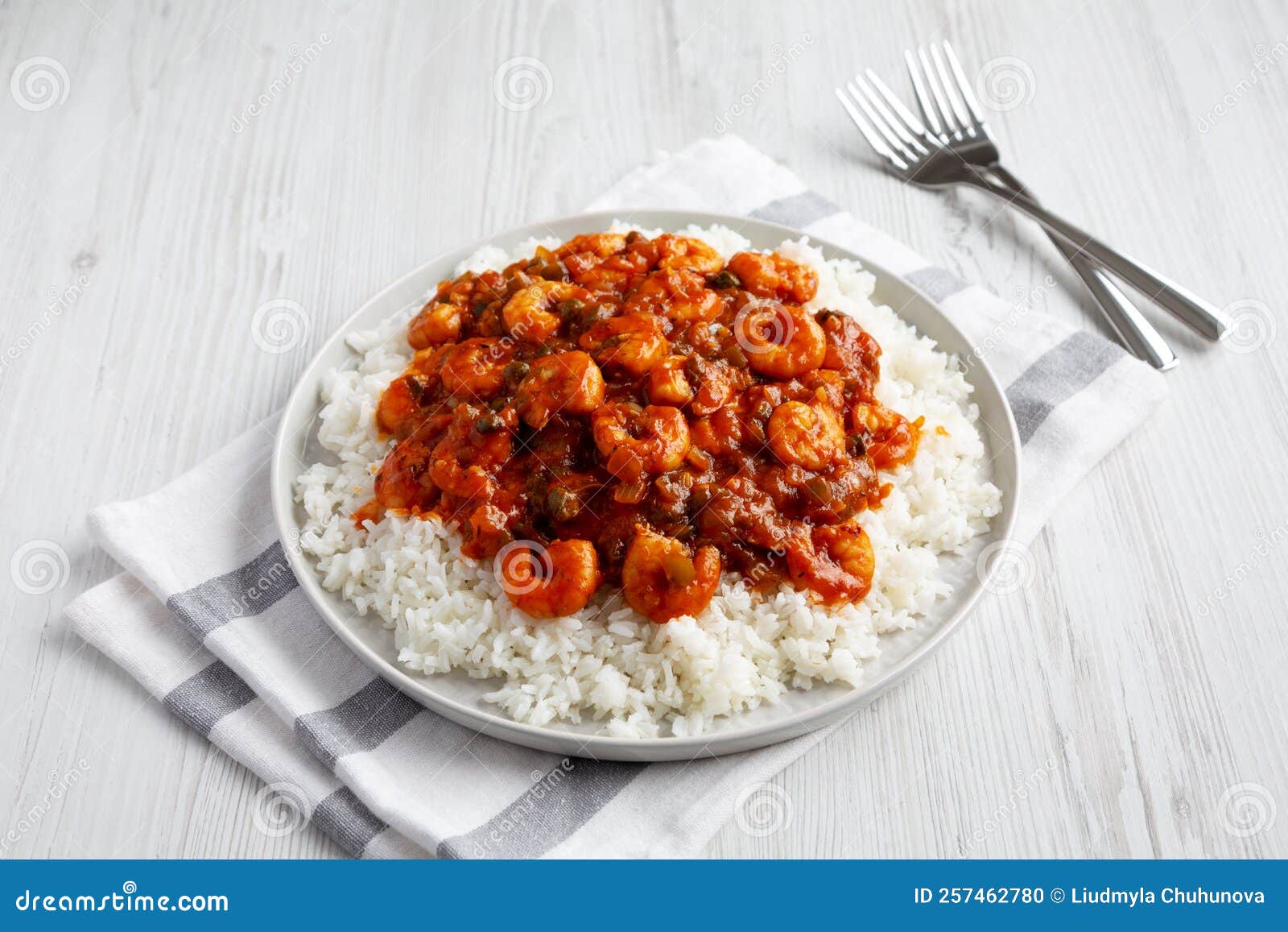 Homemade Cuban Shrimp Creole on a Plate, Side View Stock Photo - Image ...
