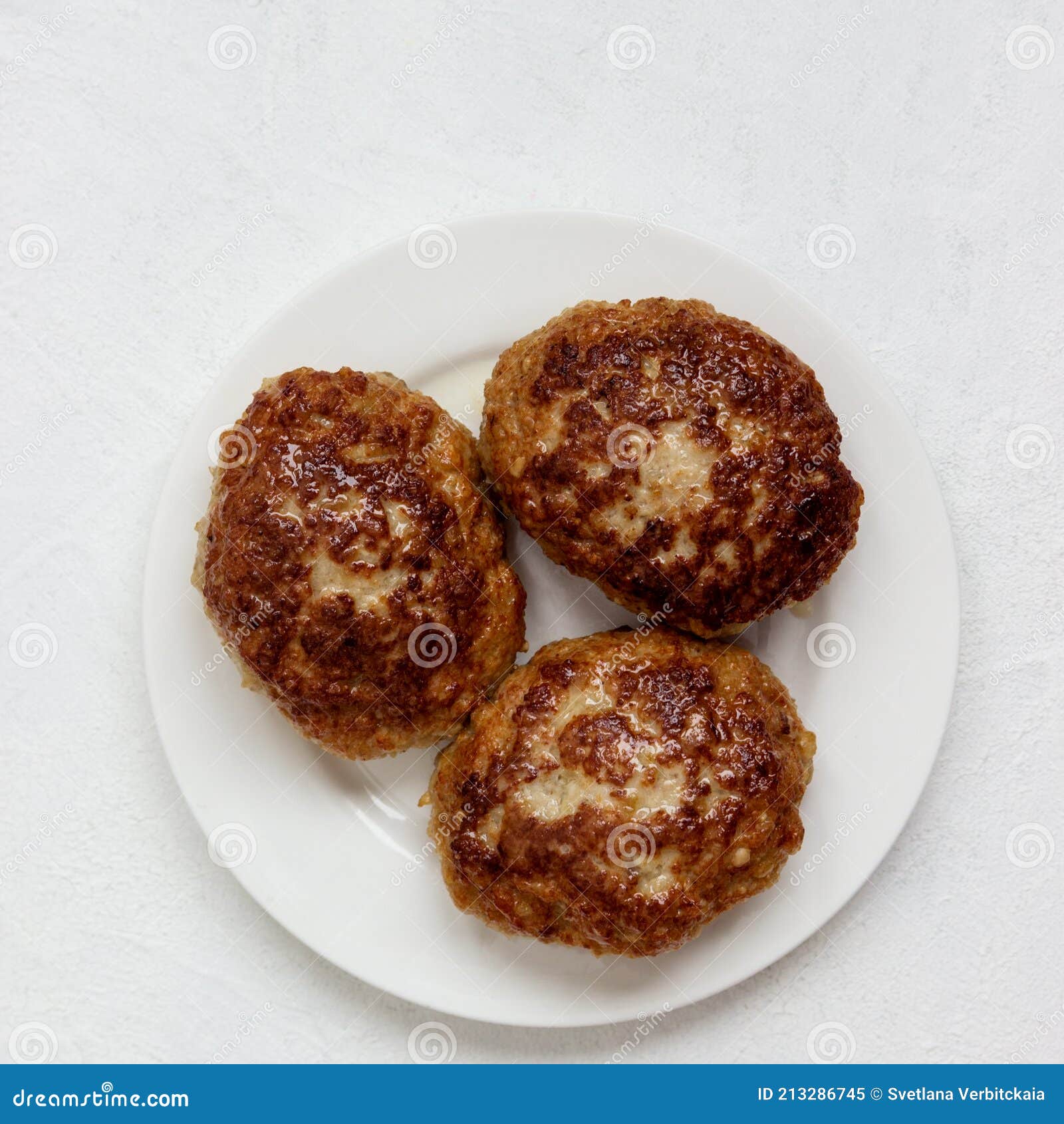 Homemade Cutlets on a Plate Isolated on a White Background Stock Image ...