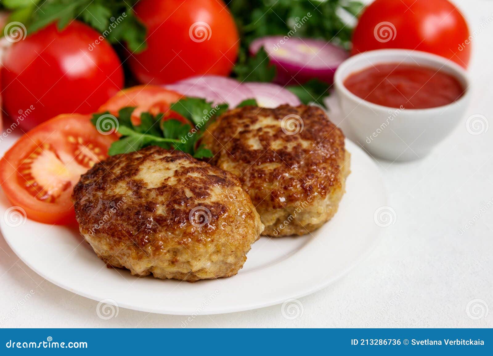 Homemade Cutlets with Sauce, on a White Background Stock Photo - Image ...